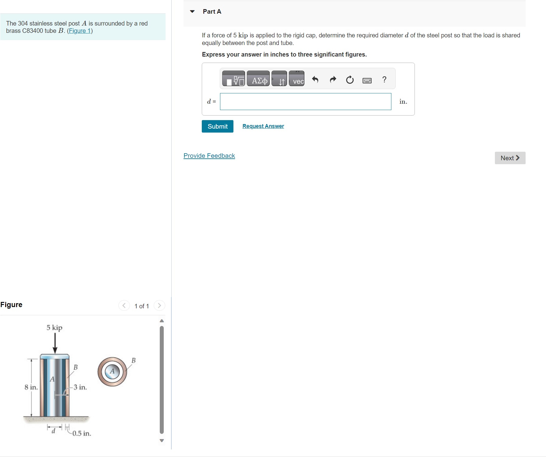 Solved Part AThe 304 ﻿stainless steel post A ﻿is surrounded | Chegg.com
