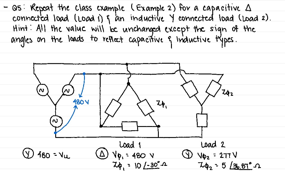 6) Work on the power factor correction of Problem 5) | Chegg.com