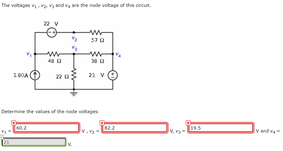 Solved The voltages V1, V2, V3 and V4 are the node voltage | Chegg.com