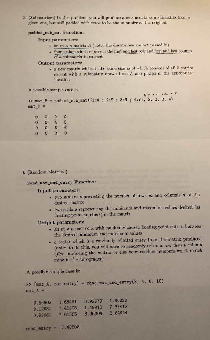 2. (Submatrices) In this problem, you will produce a | Chegg.com