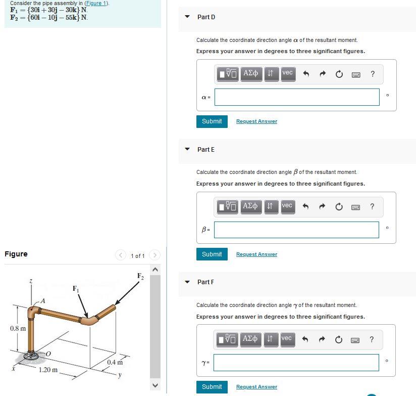Solved Consider the pipe assembly in (Figure 1). F1 = {30i + | Chegg.com