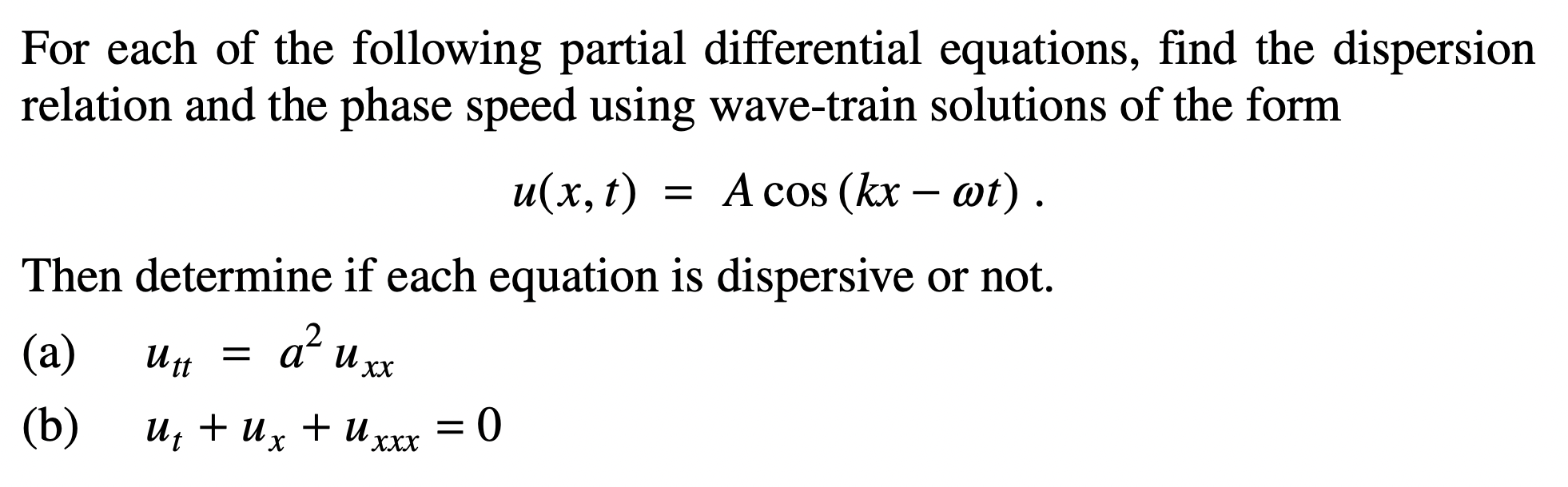 Solved For each of the following partial differential | Chegg.com