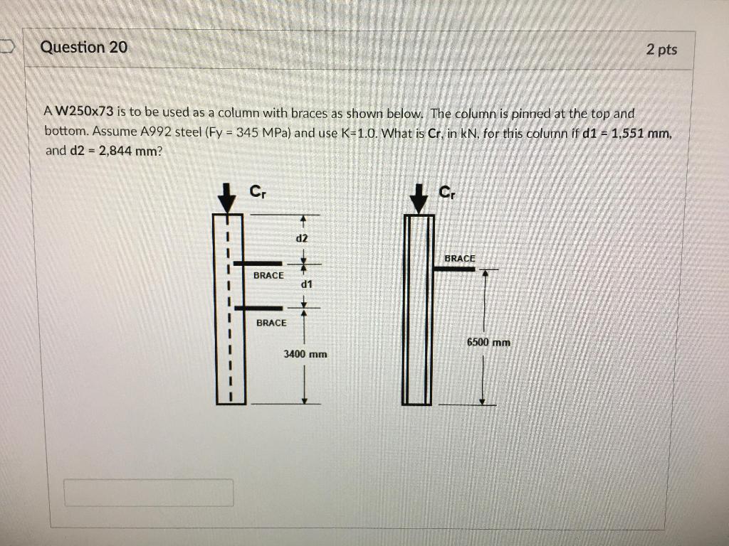 Solved Question 20 2 pts AW250x73 is to be used as a column | Chegg.com