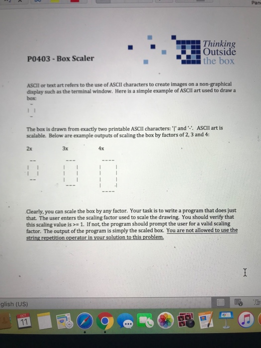 Solved Pan Thinking Outside the box P0403-Box Scaler ASCII | Chegg.com