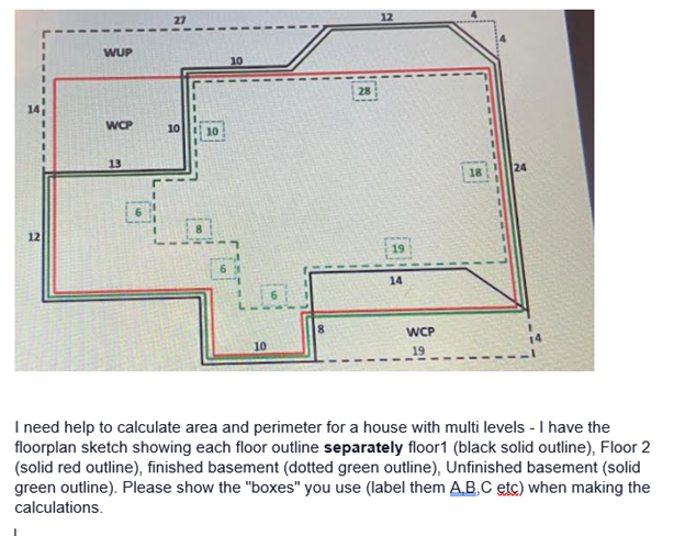 Solved calculate area x 3 floors - bsmt x 2 (finished and | Chegg.com