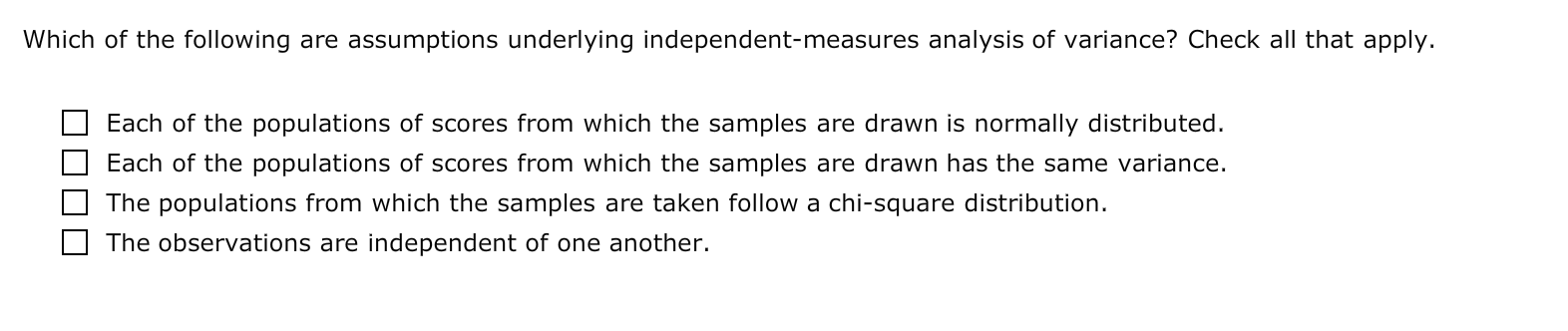 Solved Which of the following are assumptions underlying | Chegg.com
