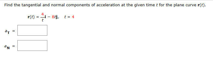 Solved Find the tangential and normal components of | Chegg.com