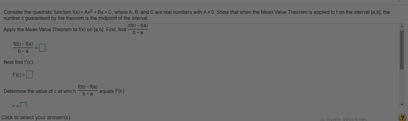 Solved Consider the quadratic function f(x) = Ax2 +BX+C, | Chegg.com
