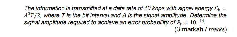 Solved A binary PAM communication system is used to transmit | Chegg.com
