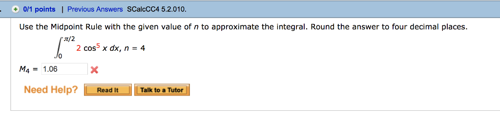 Solved Use the Midpoint Rule with the given value of n to | Chegg.com