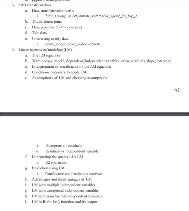 Solved 3. Data transformation 2. Data transformation verbs i | Chegg.com