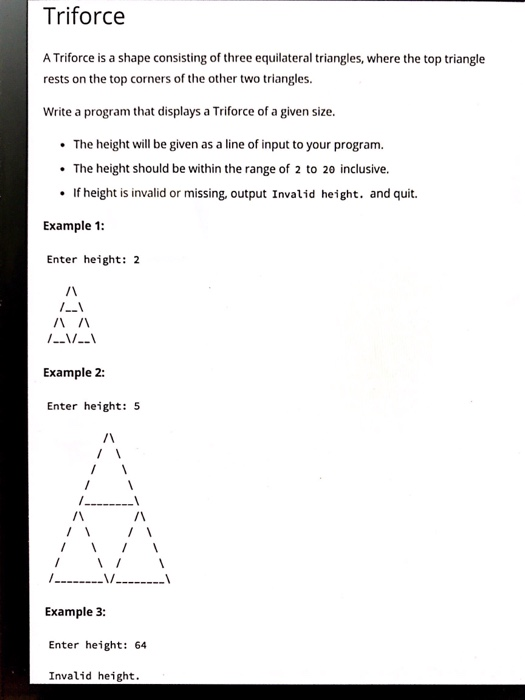 Solved Triforce A Triforce is a shape consisting of three | Chegg.com