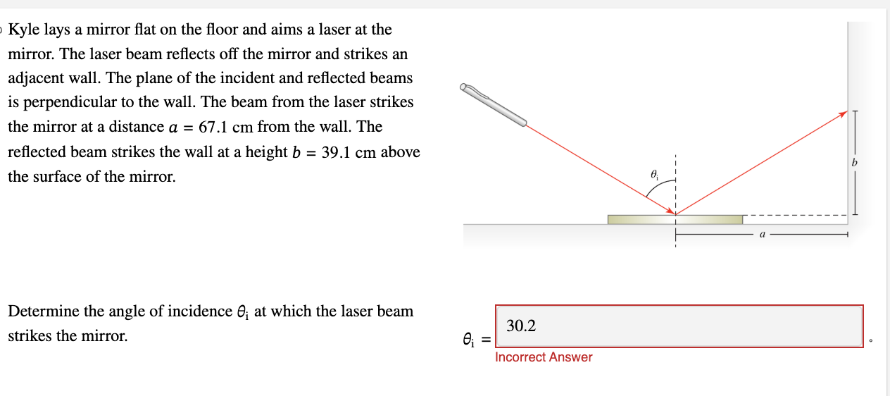 Solved Kyle lays a mirror flat on ﻿the floor and aims a | Chegg.com