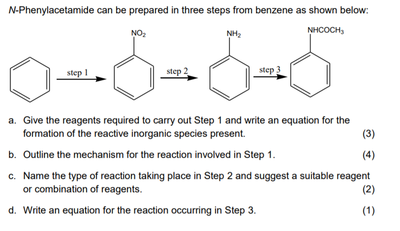 Solved N-Phenylacetamide can be prepared in three steps from | Chegg.com