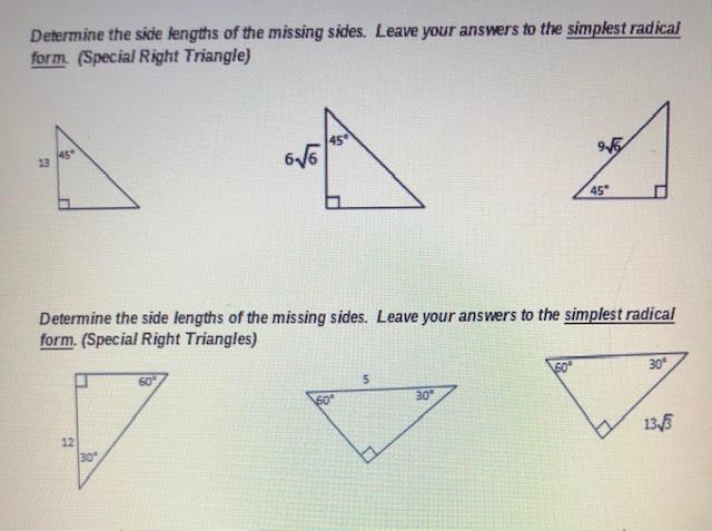 Solved Determine the side lengths of the missing sides. | Chegg.com
