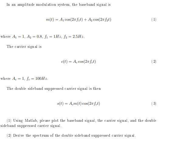 Solved In an amplitude modulation system, the base band | Chegg.com
