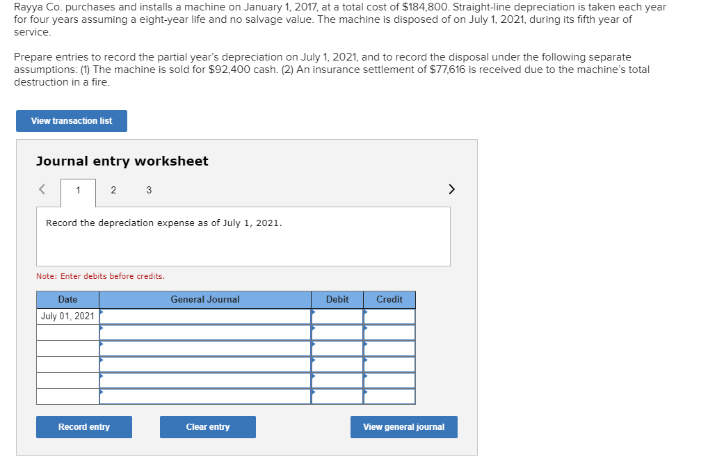 Solved Journal entry worksheet Record the insurance | Chegg.com