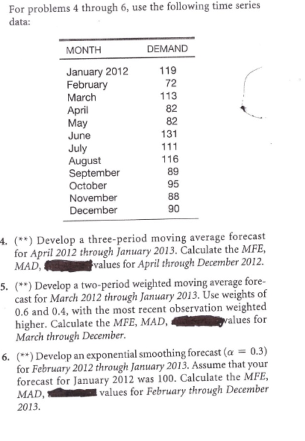 Solved For problems 4 through 6 , use the following time | Chegg.com