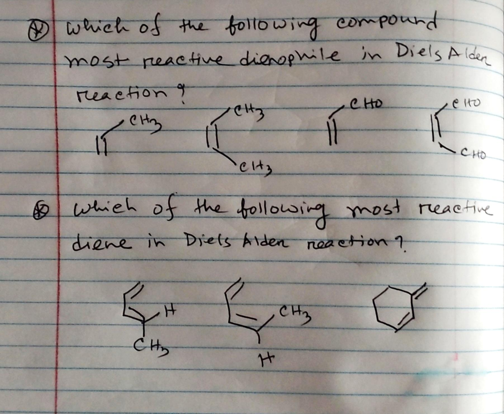 Solved which of the following compound most reactive | Chegg.com