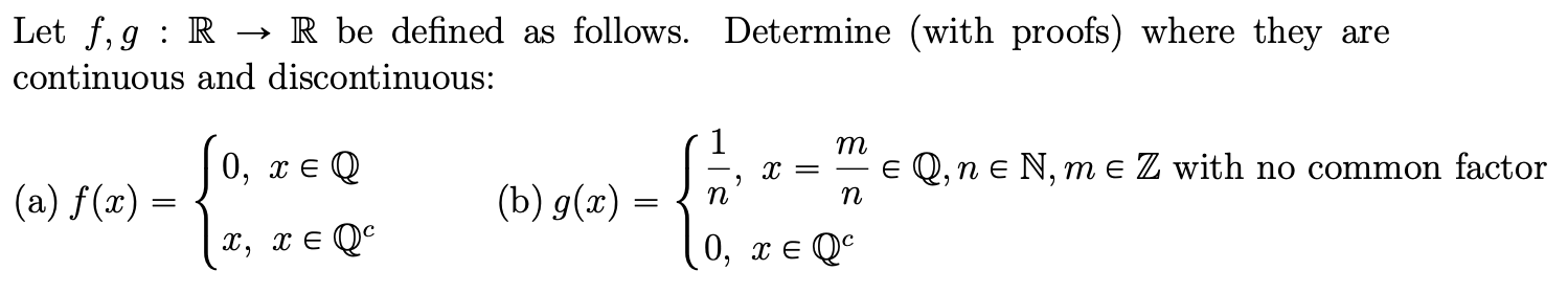Solved Let f,g:R→R be defined as follows. Determine (with | Chegg.com