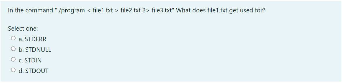 Solved In the command"./program file2.txt 2> | Chegg.com