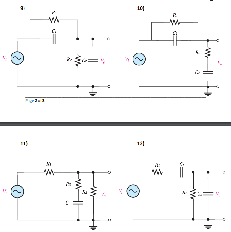 Solved Rc Circuit Transfer Functions Derive The Transfer