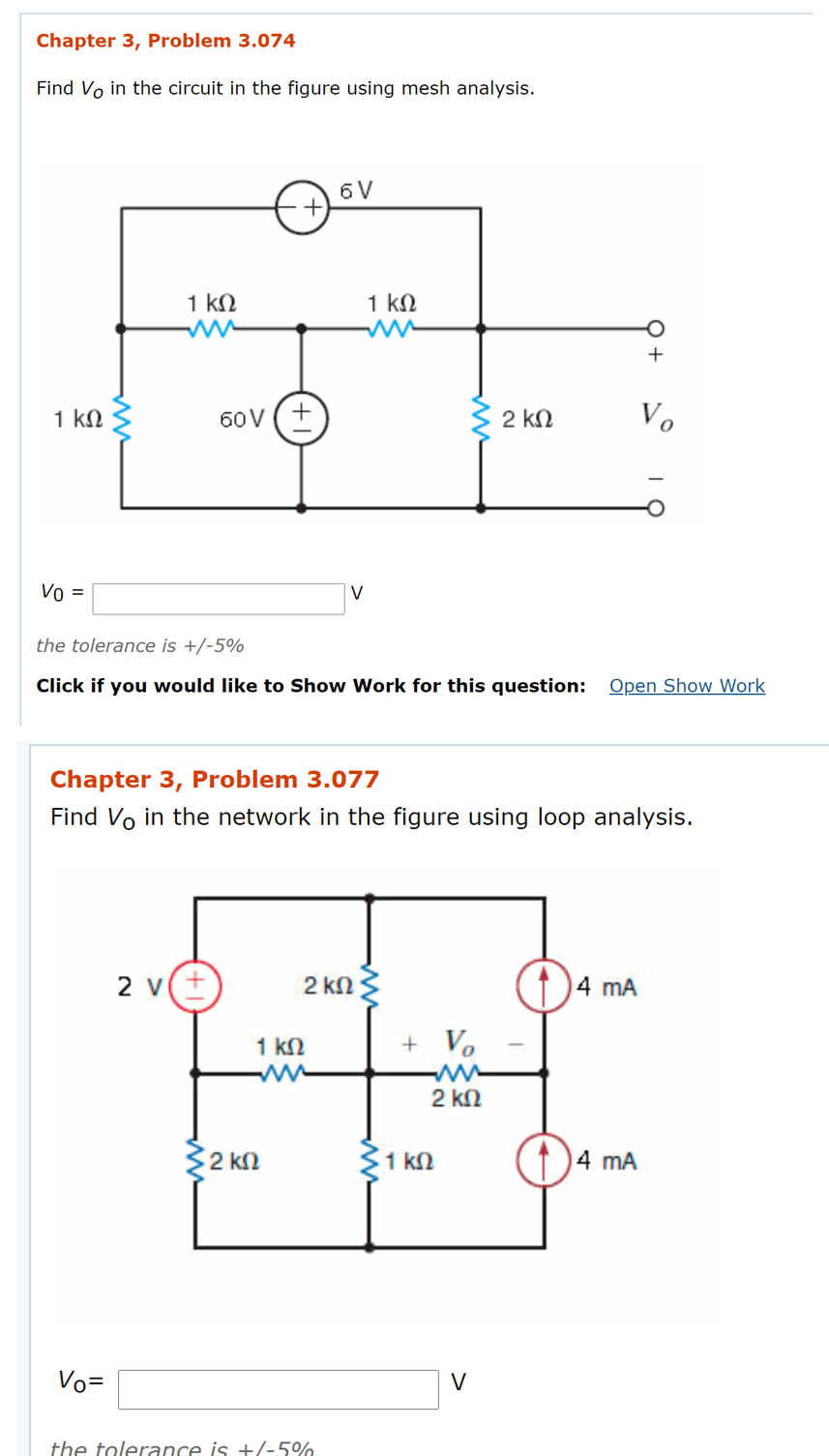 Solved Chapter 3, Problem 3.074 Find Vo in the circuit in | Chegg.com