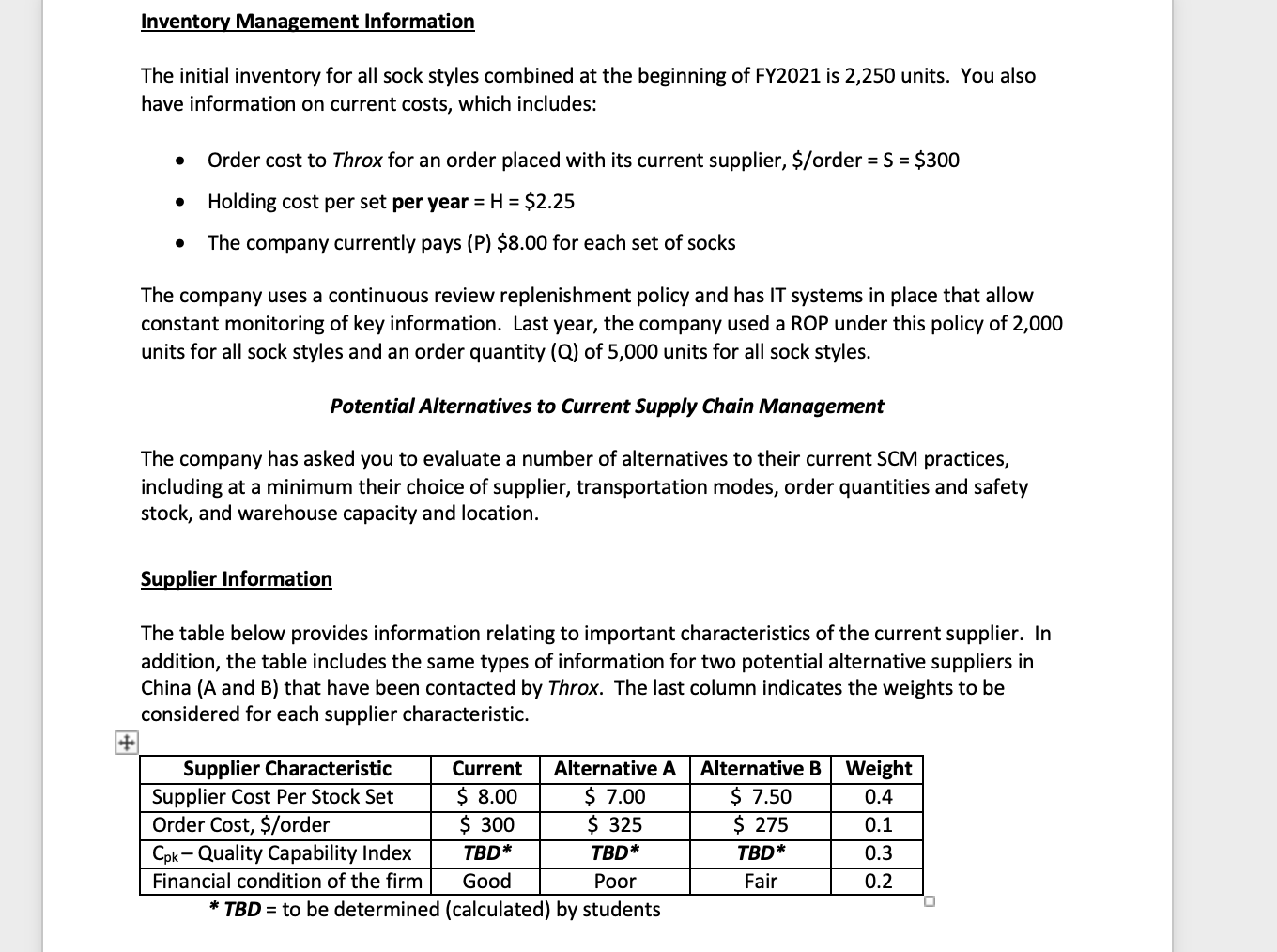 Solved Using the current and alternative supplier | Chegg.com
