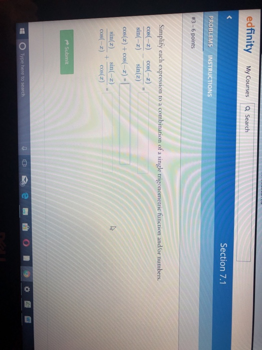 Solved edfinity My Courses Q Search Section 7.1 PROBLEMS | Chegg.com