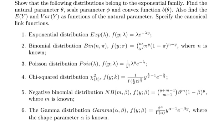 Solved Show that the following distributions belong to the | Chegg.com