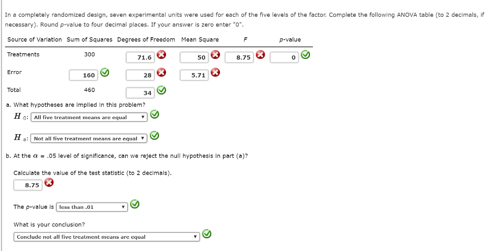 Solved In A Completely Randomized Design Seven Experimental