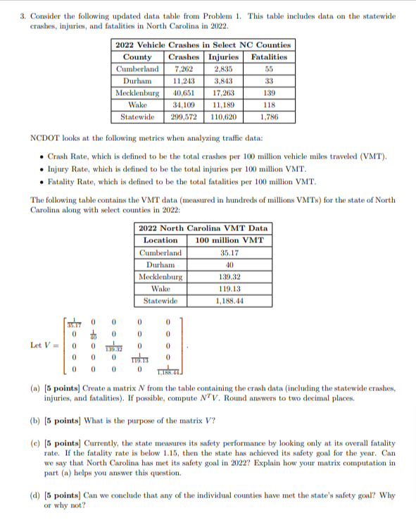 Solved 3. Consider the following updated data table from | Chegg.com