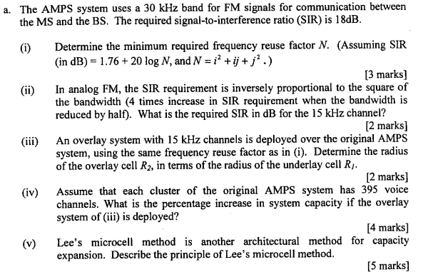 Solved a. The AMPS system uses a 30kHz band for FM signals | Chegg.com