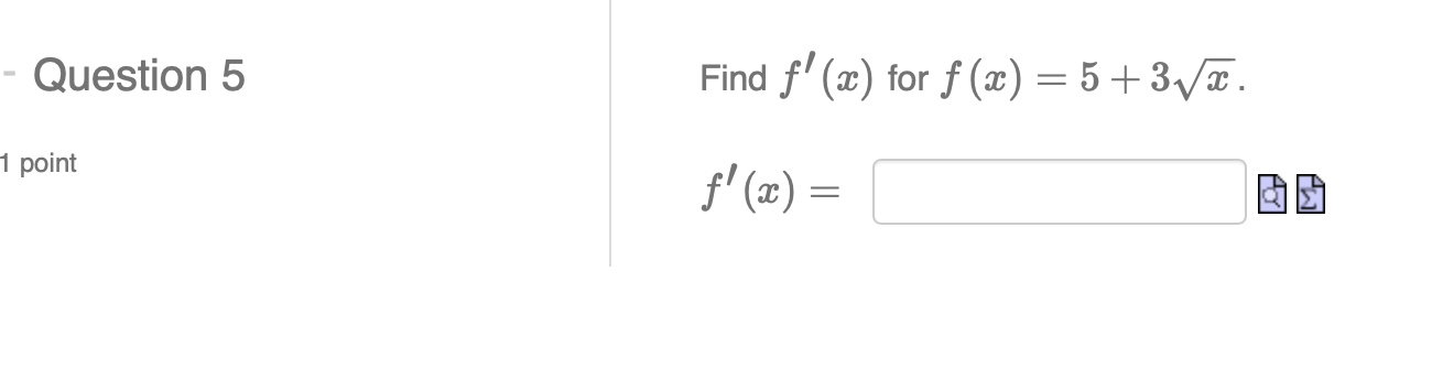 Solved Find f′(x) for f(x)=5+3x f′(x)=Use the definition of | Chegg.com