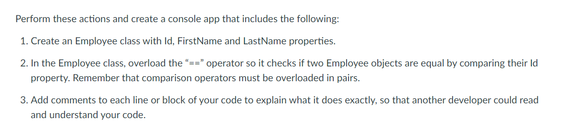 Solved Perform these actions and create a console app that | Chegg.com
