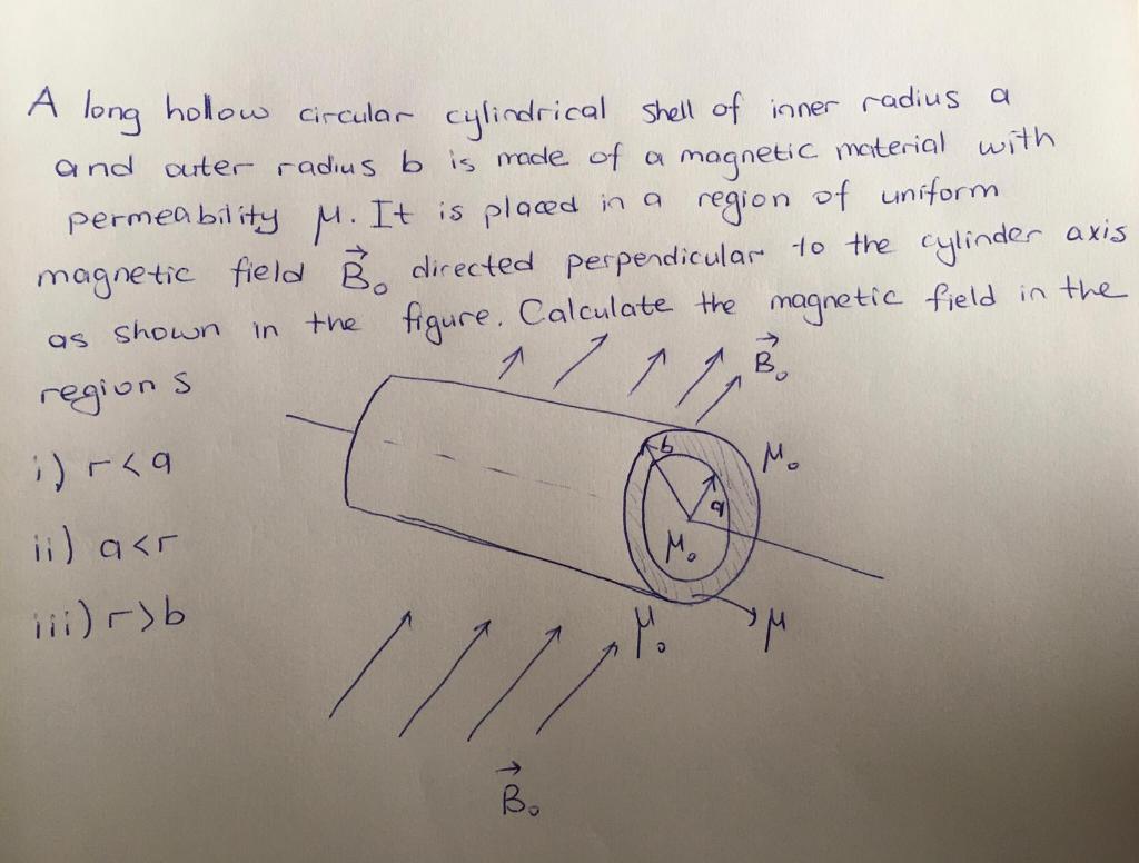 Solved A In 17 A Long Hollow Circular Cylindrical Shell Of Chegg
