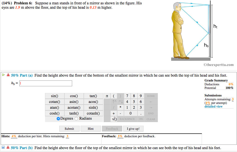 Solved (14%) Problem 6: Suppose a man stands in front of a | Chegg.com