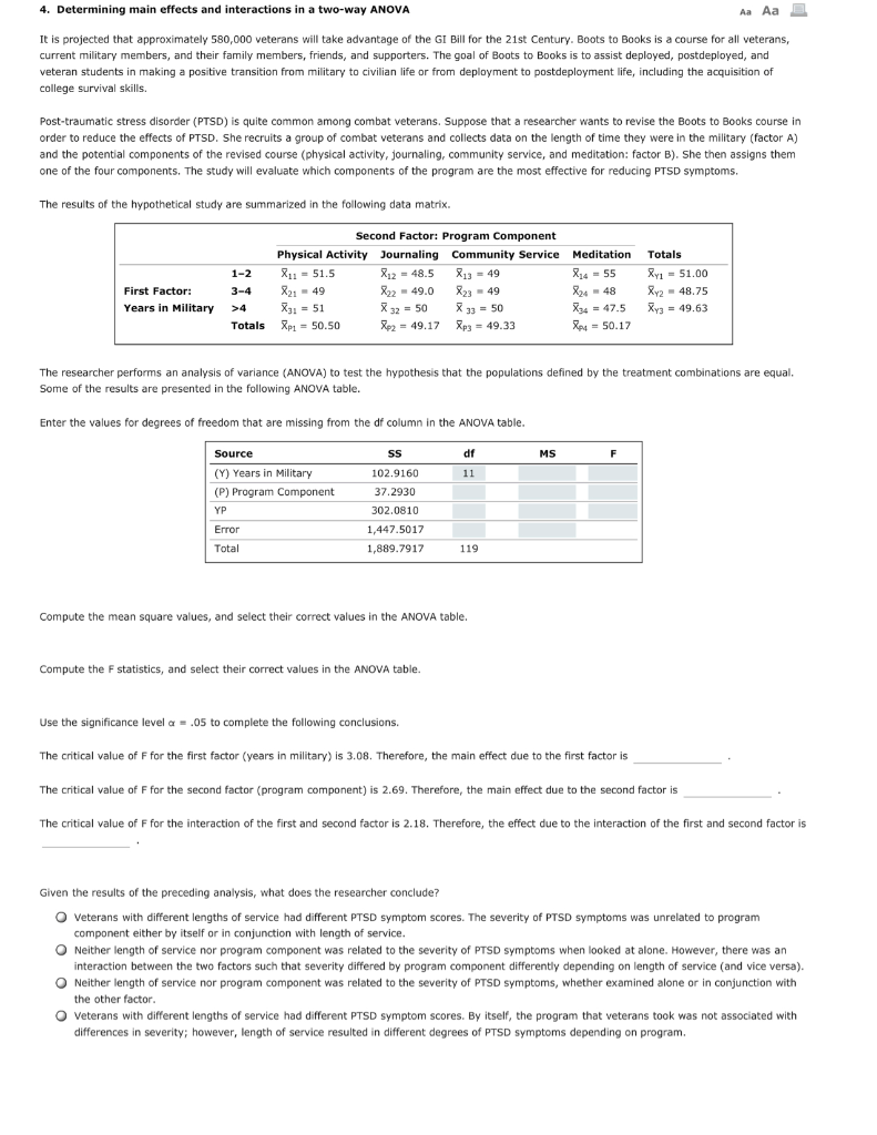 Solved 4. Determining main effects and interactions in a | Chegg.com
