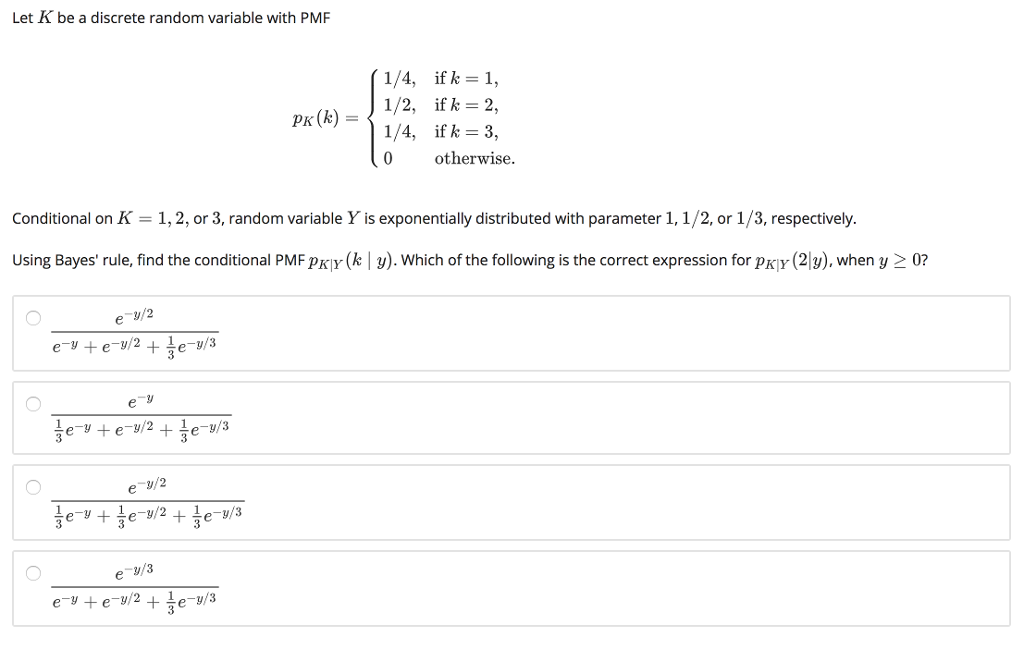 Solved Let K be a discrete random variable with PMF 1/4, if | Chegg.com