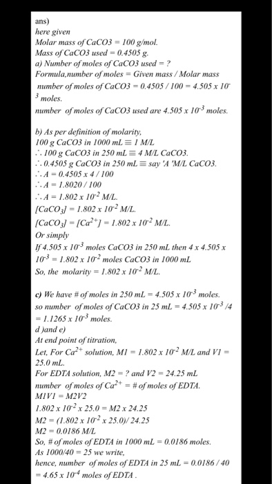 Solved 1. A 0.4505 g sample of CaCO3 was dissolved in HCl | Chegg.com