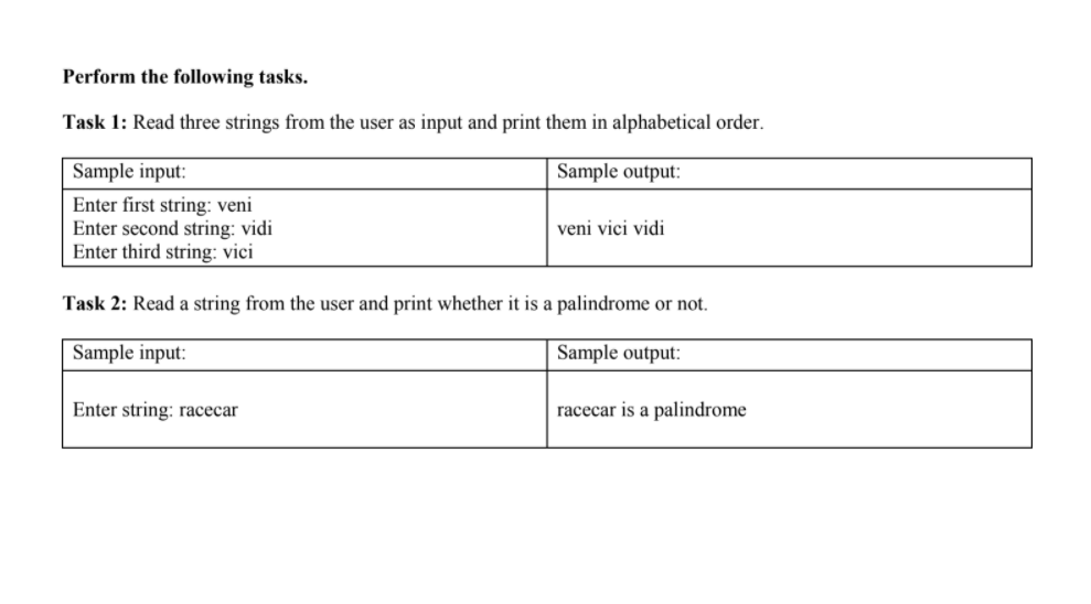 Solved Perform the following tasks. Task 1: Read three | Chegg.com