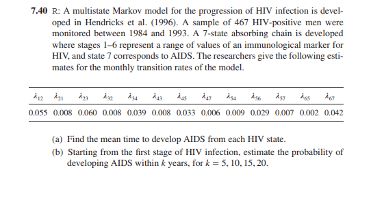 Solved 7.40R : A multistate Markov model for the progression | Chegg.com