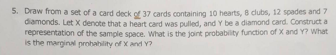Solved Draw from a set of a card of 37 cards containing 10 | Chegg.com