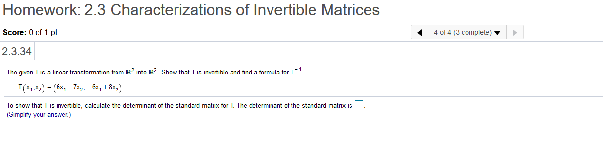 Solved Homework: 2.3 Characterizations of Invertible | Chegg.com