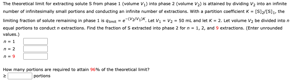 Solved The theoretical limit for extracting solute S from | Chegg.com