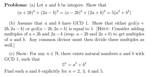 Solved Problems: (a) Let a and b be integers. Show that | Chegg.com