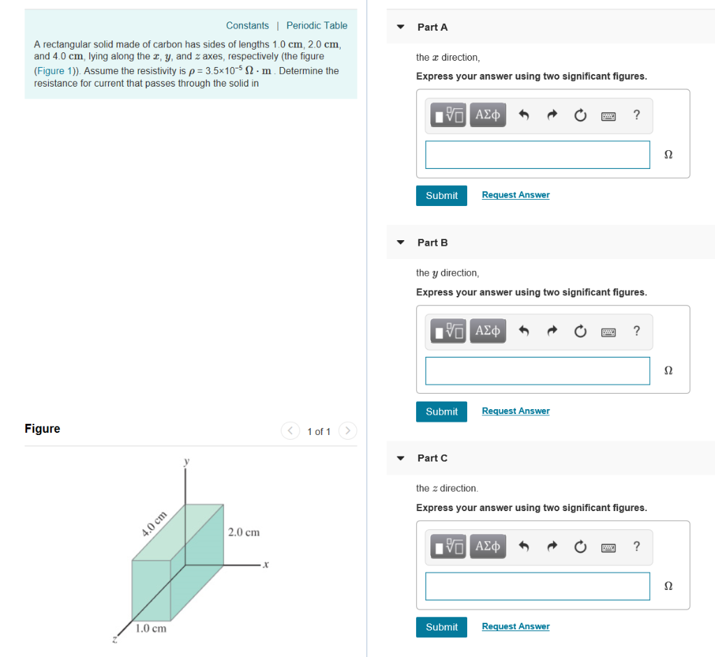 Solved Constants| Periodic Table Part A A rectangular solid | Chegg.com