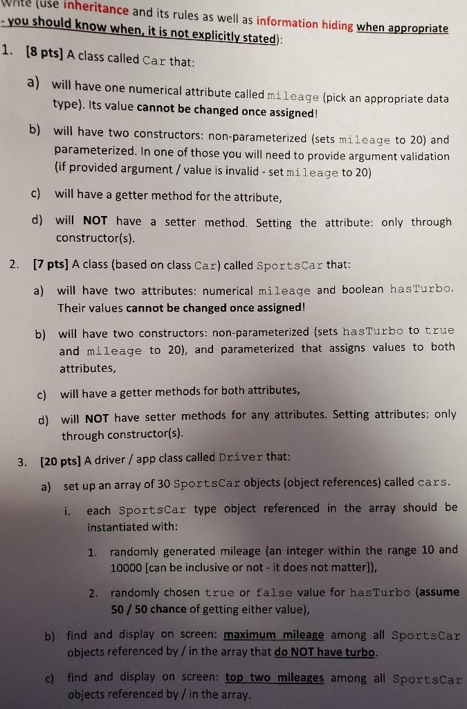 Solved Write (use inheritance and its rules as well as | Chegg.com