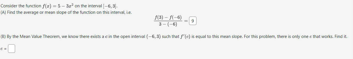 Solved Consider the function f(x)=5−3x2 on the interval | Chegg.com