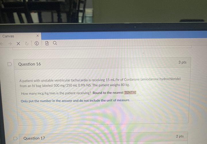 Solved A patient with unstable ventricular tachycardia is | Chegg.com